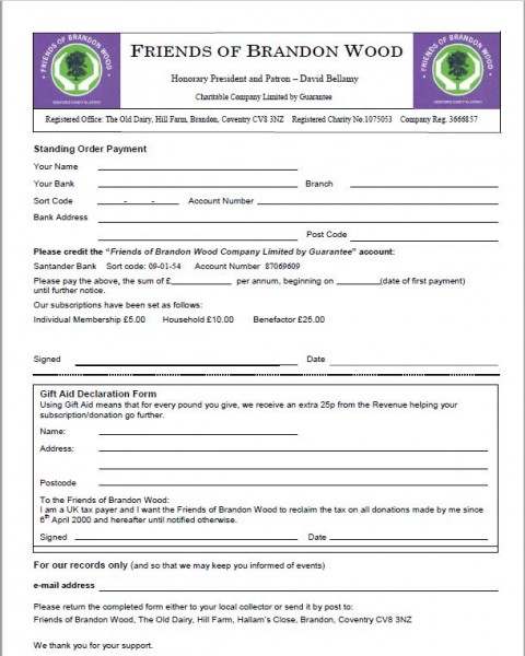 Standing Order Form v3 - Friends of Brandon Woods